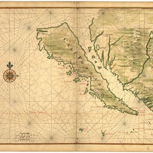 Antique Map of California 1650 as an Island - Etsy