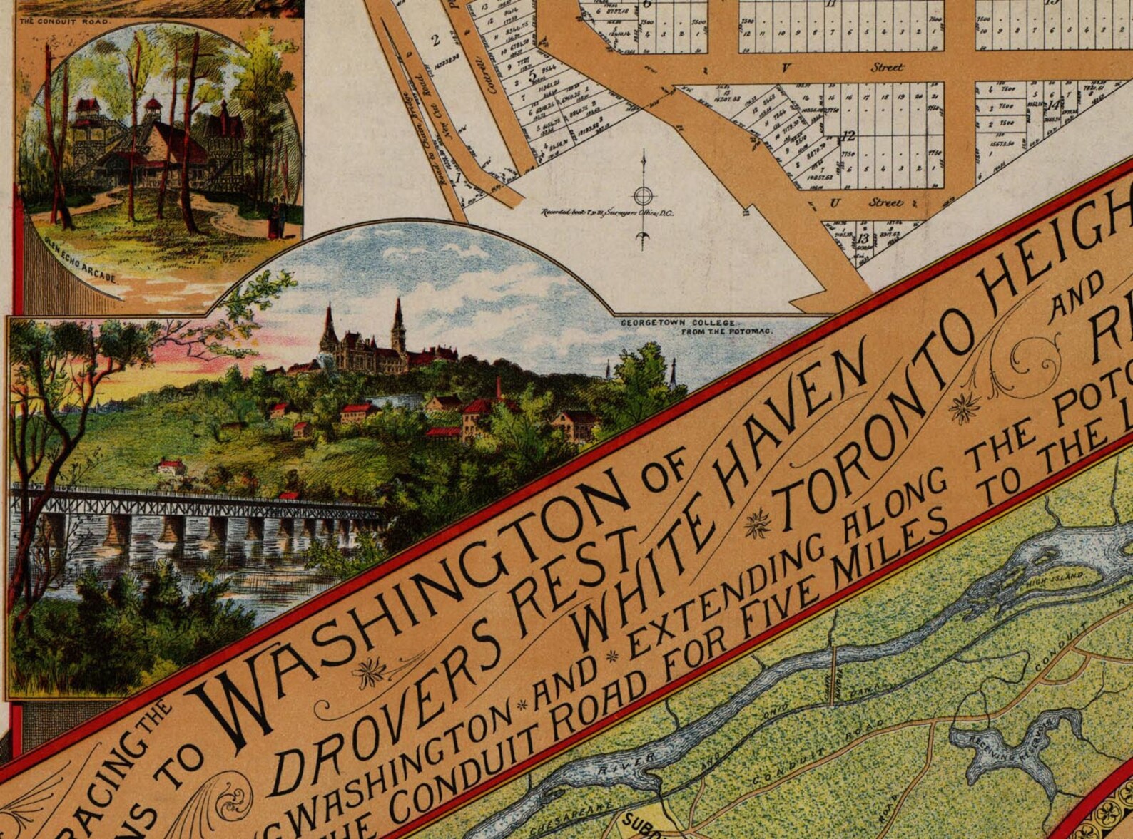 Washington D.C. 1890 Antique Map: Palisades of the Potomac - Etsy