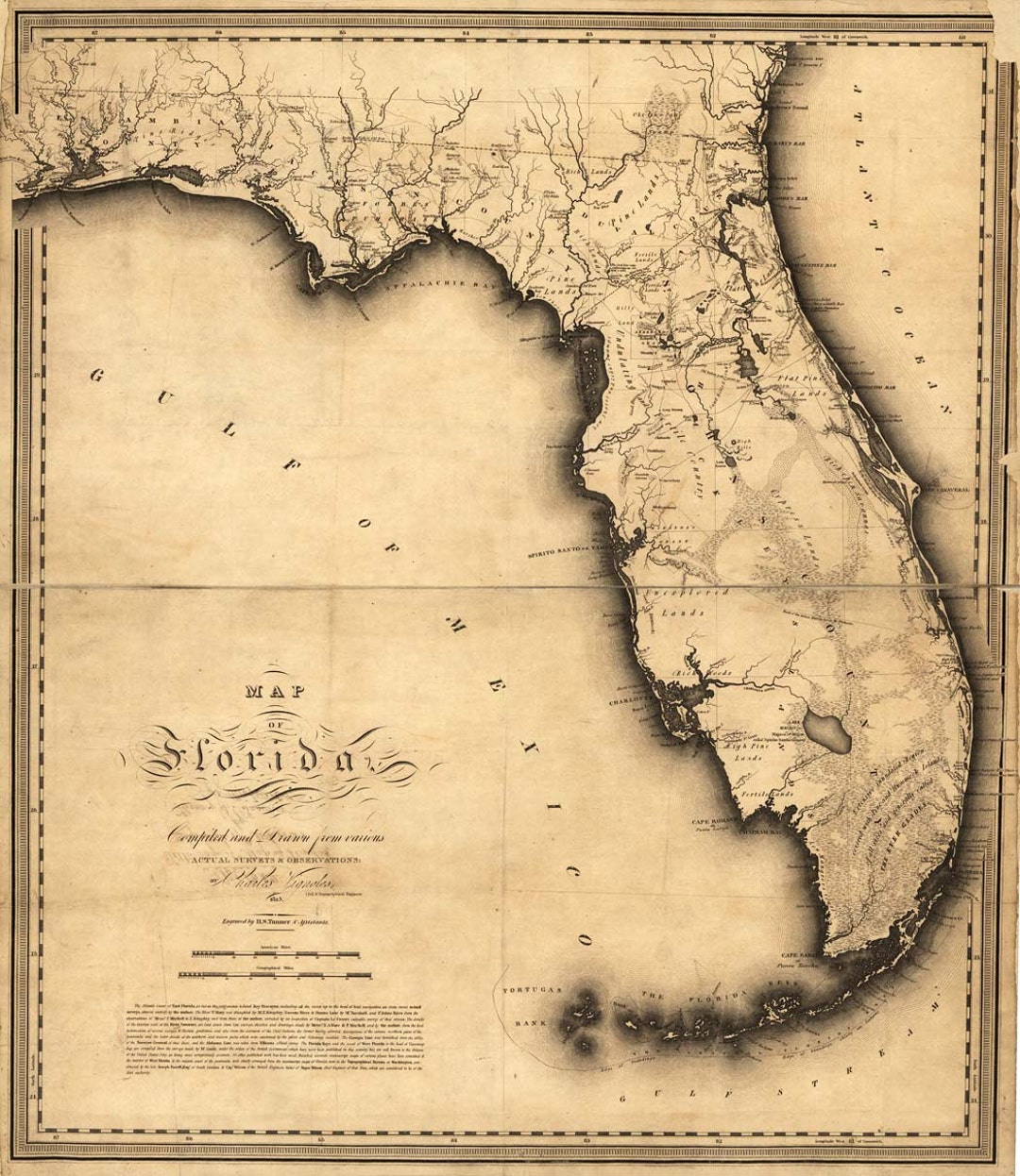 Antique Florida Map 1894-1895 - Etsy