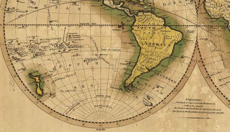 Antique World Map 1795 - Etsy