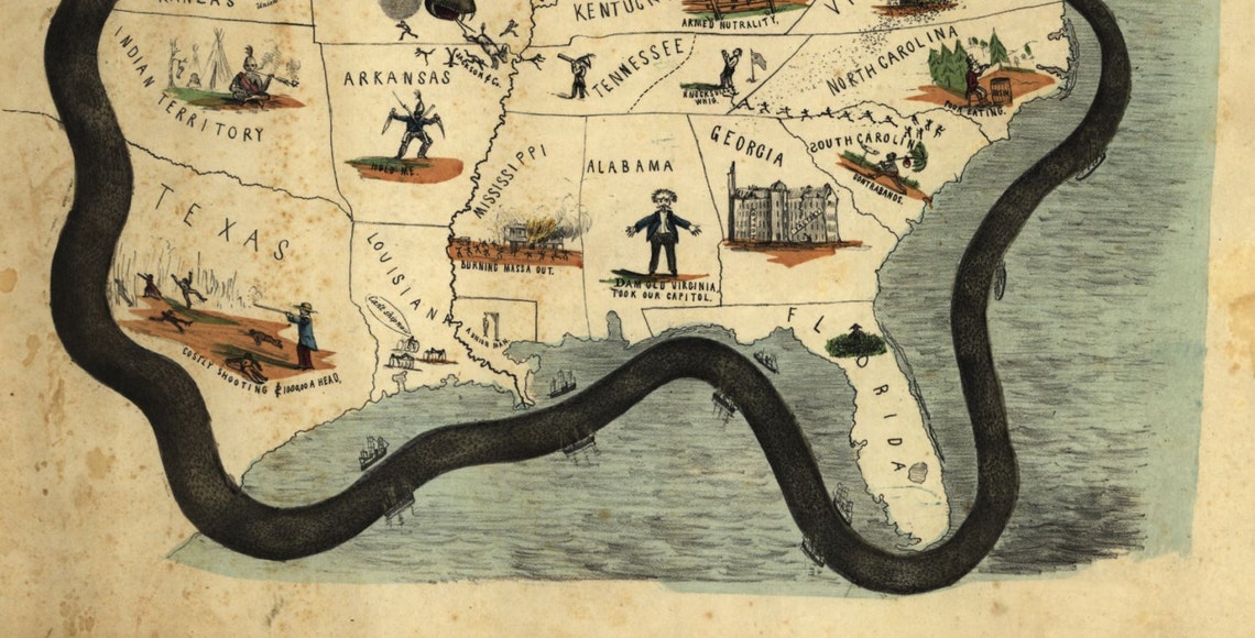 Antique Map - Scott's Great Snake - Civil War Era - 1861 - Etsy Canada