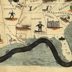 Antique Map - Scott's Great Snake - Civil War Era - 1861 - Etsy