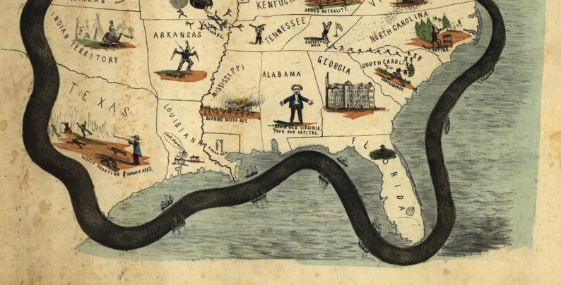 Antique Map - Scott's Great Snake - Civil War Era - 1861 - Etsy