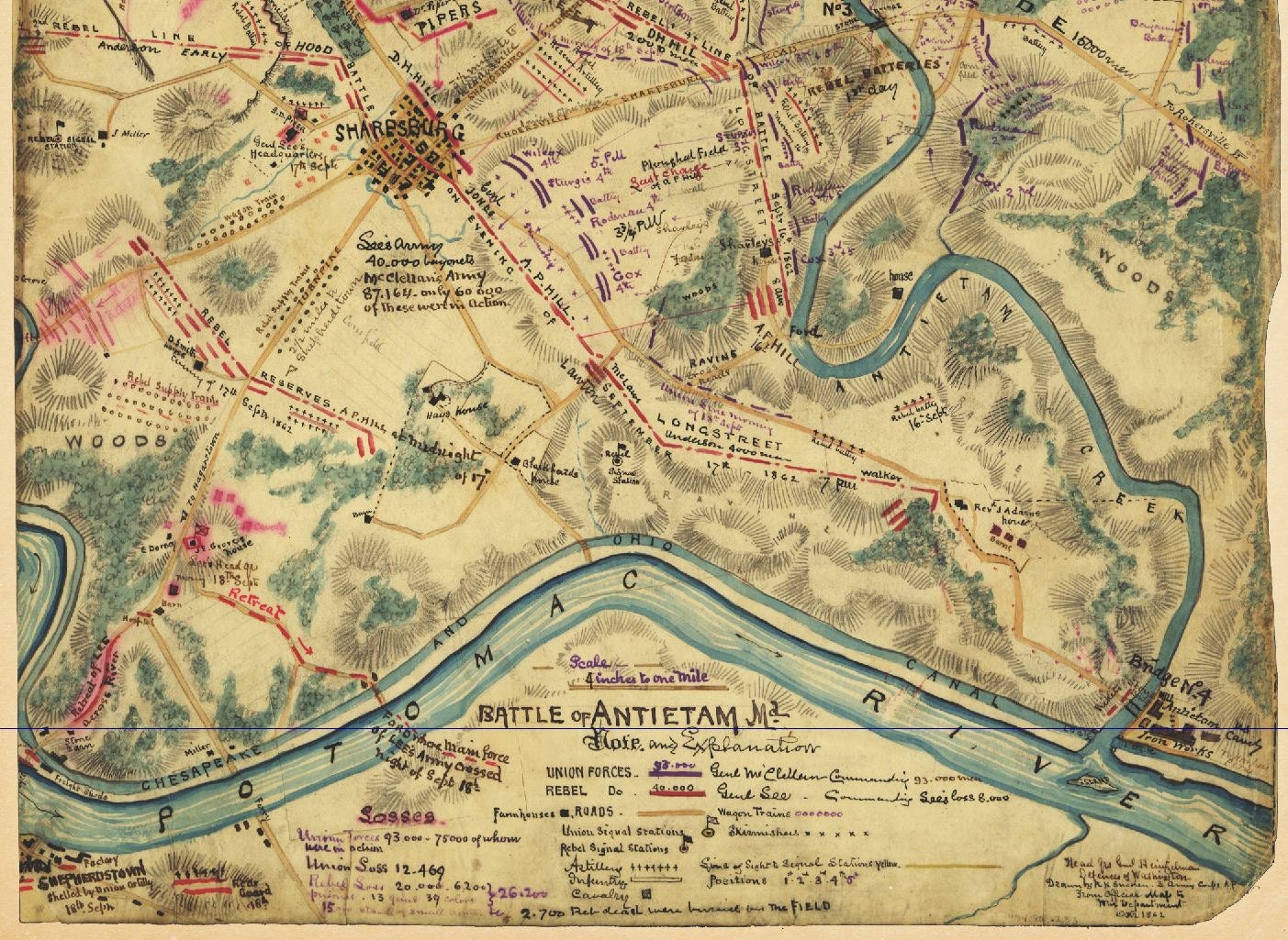 Antique Map Battle of Antietam 1862 Civil War - Etsy