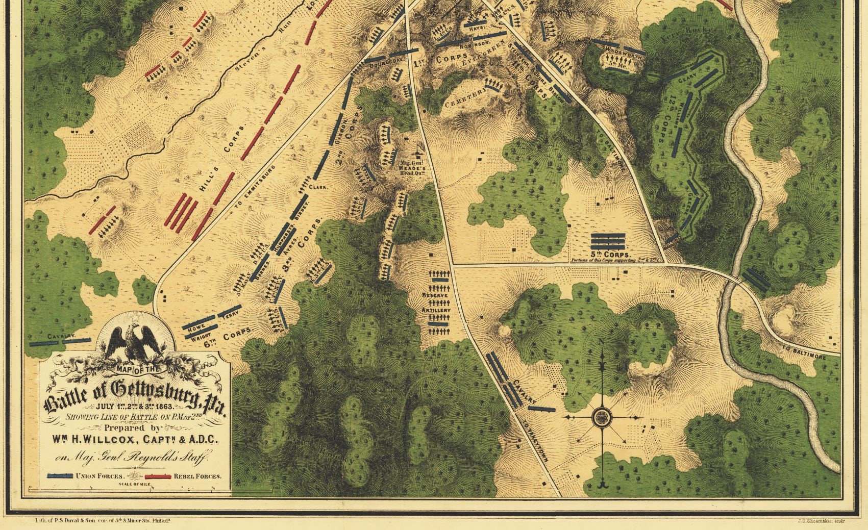 Antique Map Battle of Gettysburg 1863 Civil War - Etsy