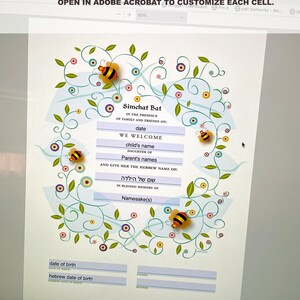 Digital/editable Download | Simchat Bat Certificate | Baby Naming ...