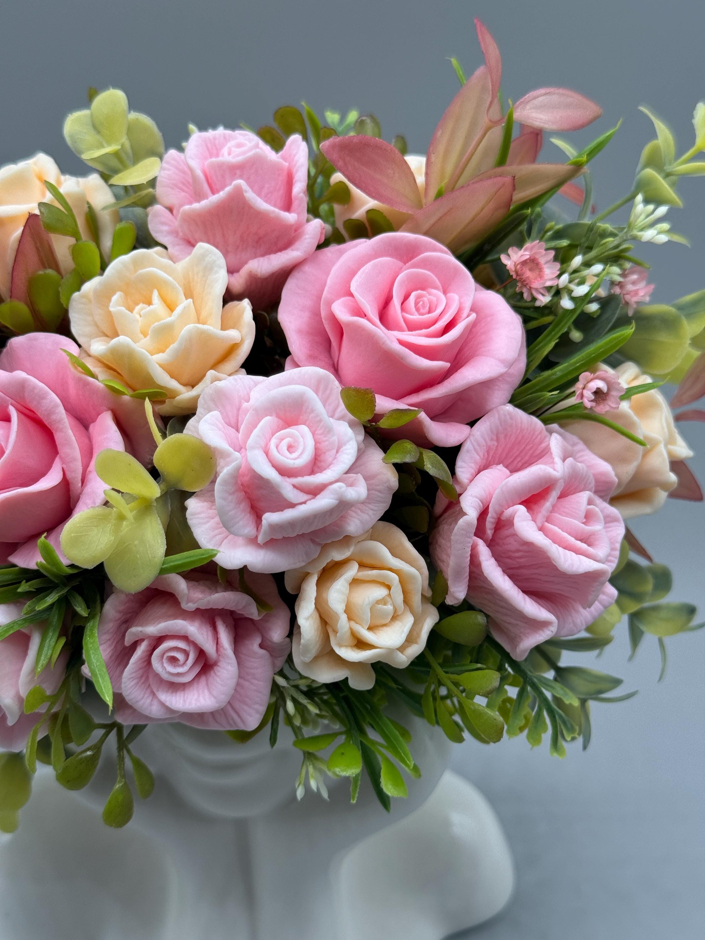 Soap Flower Bouquet in Ceramic Vase – Scented Floral Decor Gift - Etsy
