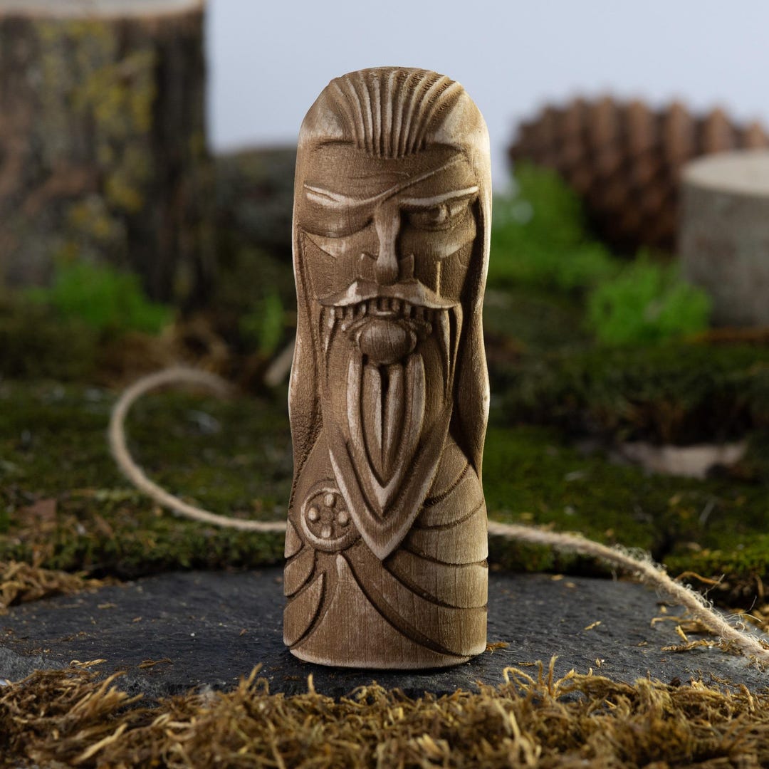 Odin Figurine – 4.7" Brown Wooden Norse God of Wisdom and War ...