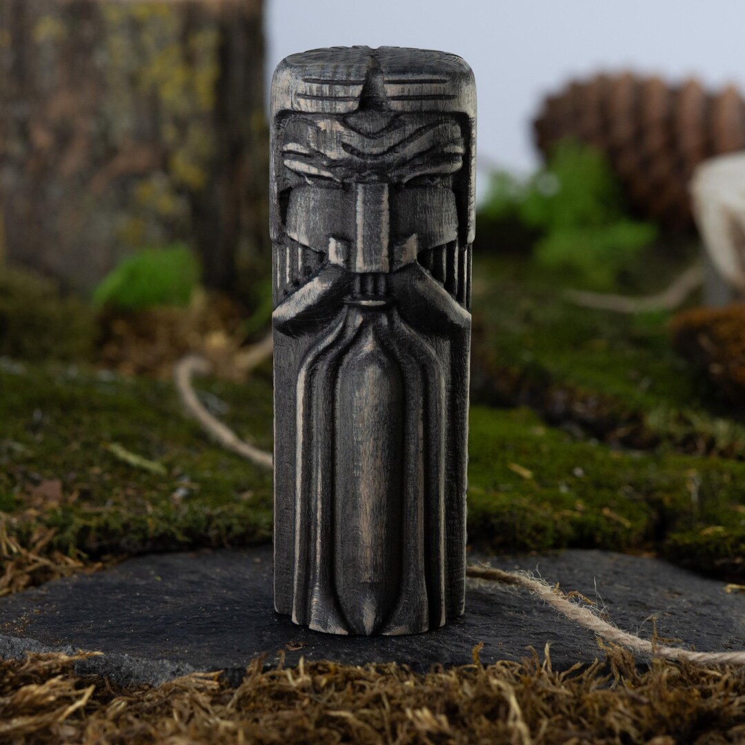 Vidar Figurine – 4.7" Black Wooden Norse God of Silence and Vengeance ...