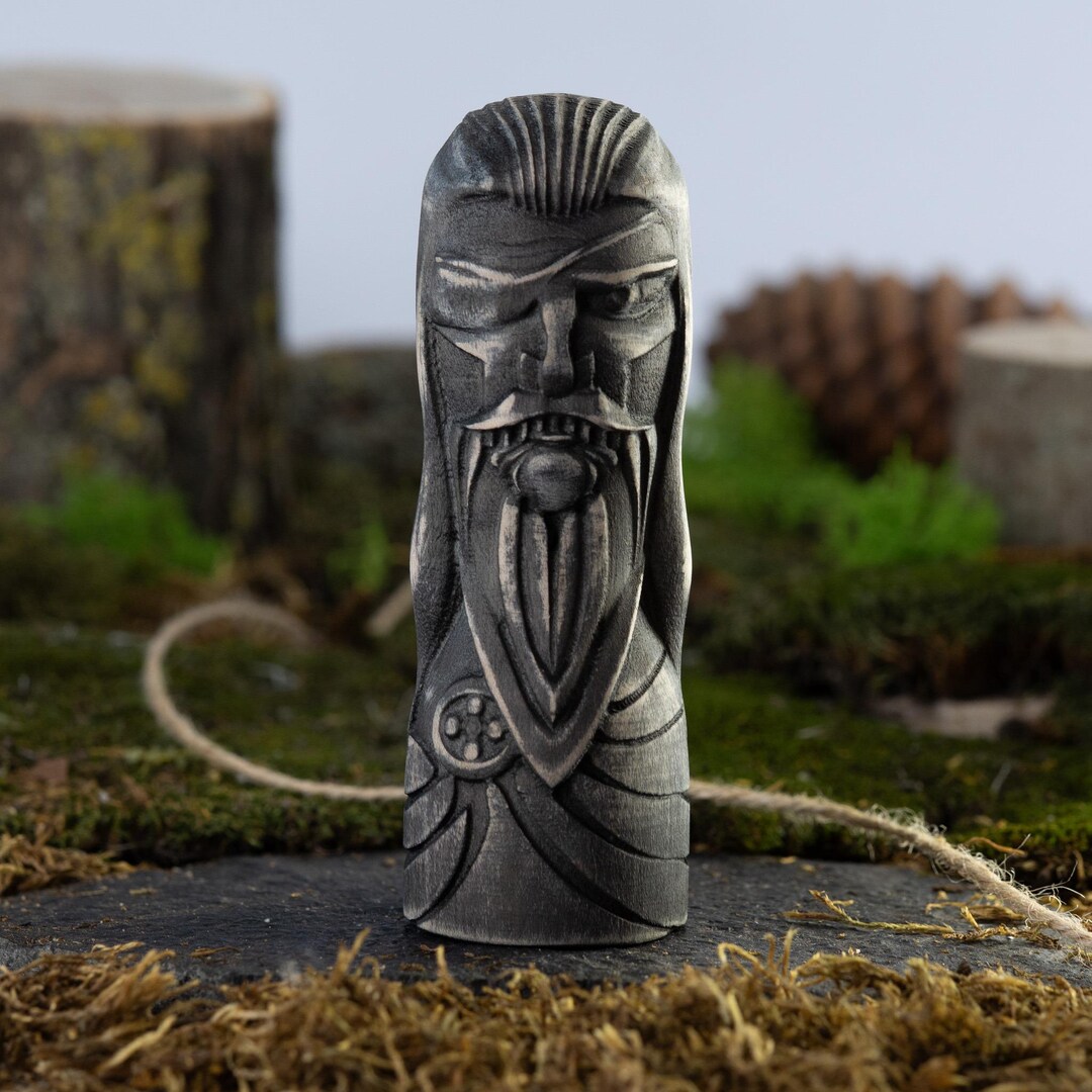 Odin Statue – 4.7" Black Wooden Norse God of Wisdom and Runes ...