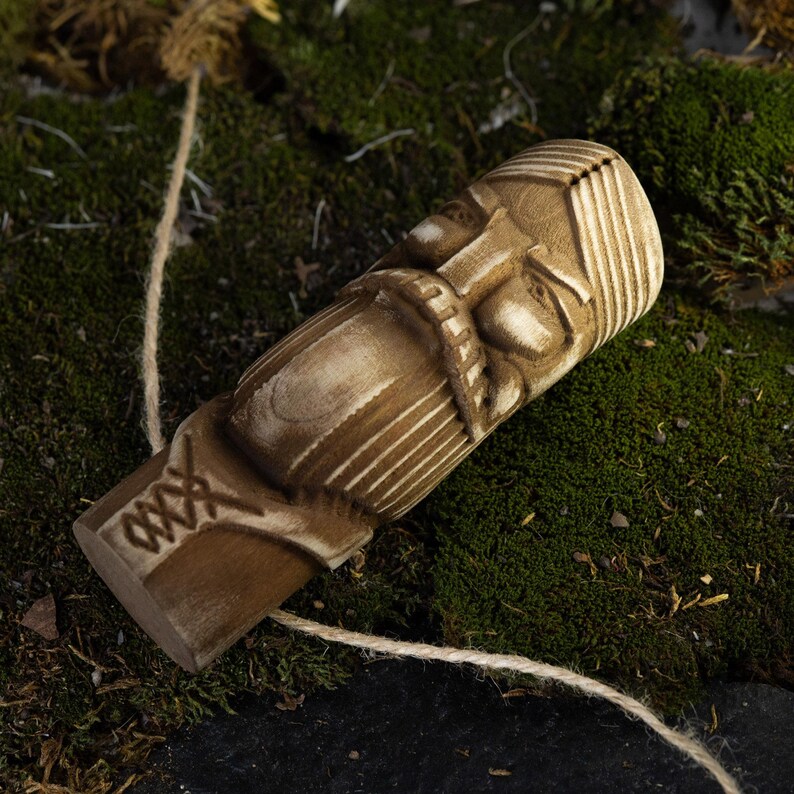 Brown Perun Figurine – 4.7" Wooden Slavic God of Storm and Justice ...