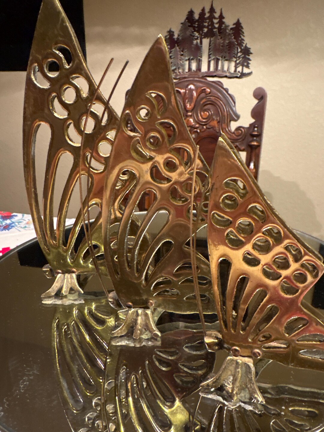 Vintage MCM Brass Butterflies Set of 3. Free Standing Shelf Sitters ...