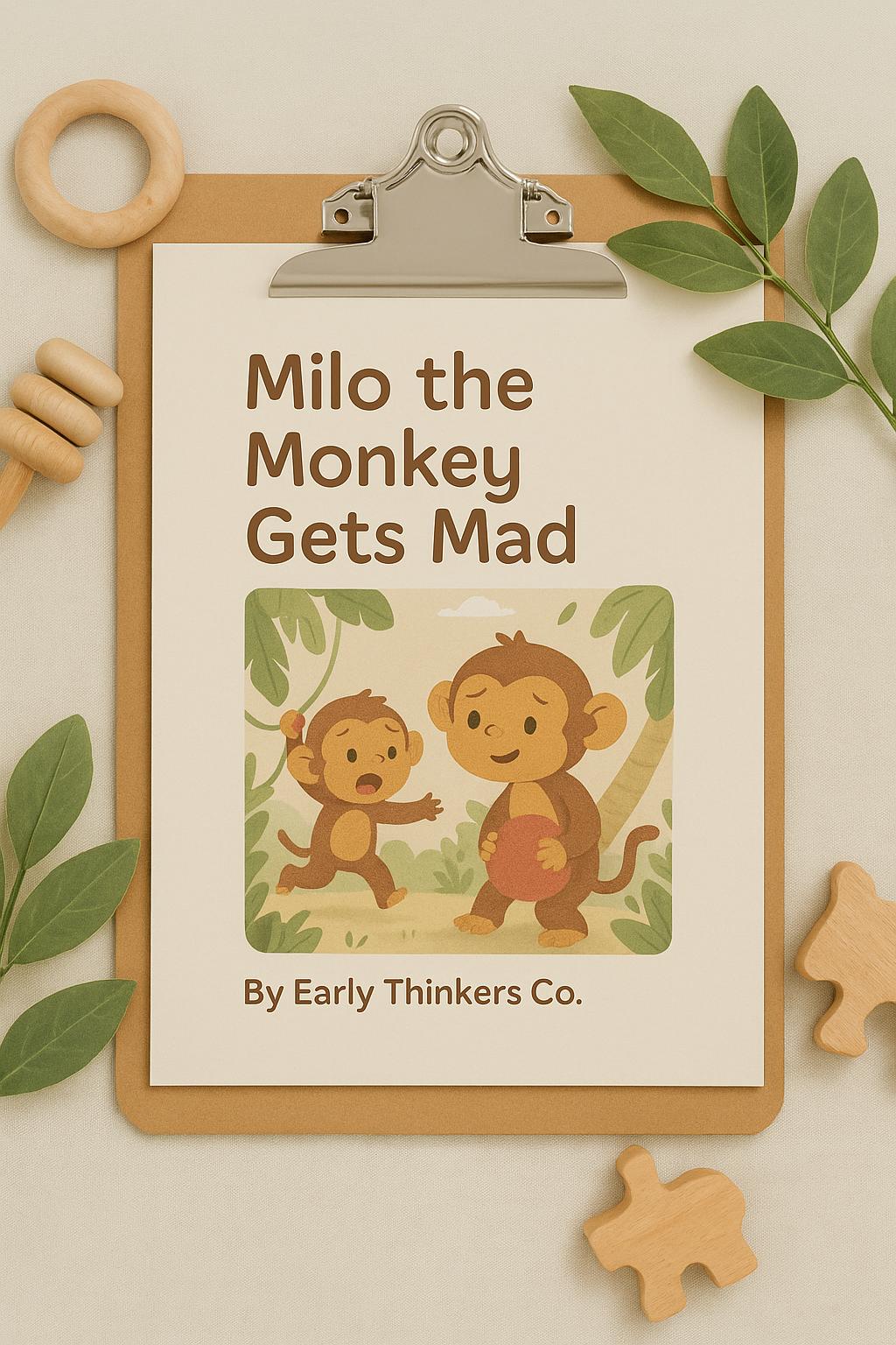 Milo the Monkey Gets Mad – Printable Storybook for Toddlers | SEL Calm Down Book | Early ...