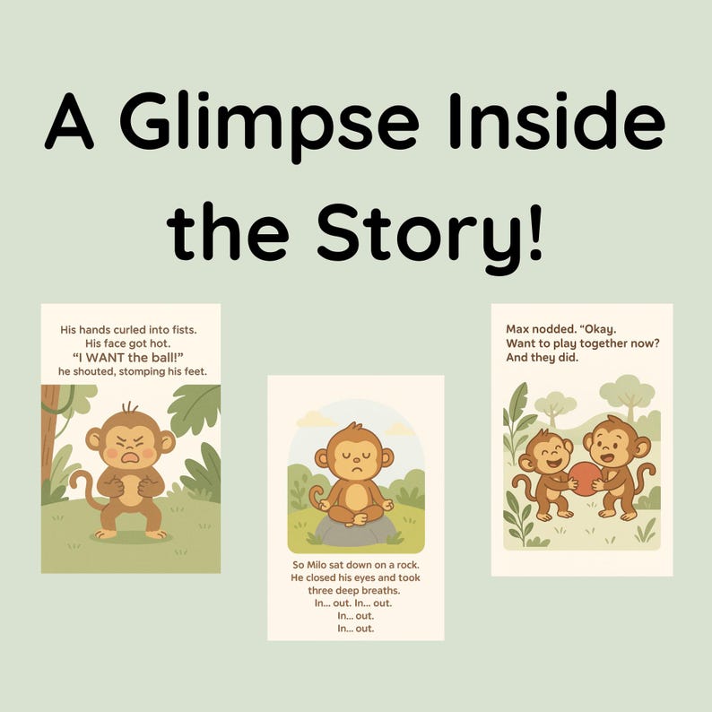 Milo the Monkey Gets Mad – Printable Storybook for Toddlers | SEL Calm ...