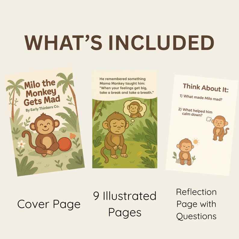 Milo the Monkey Gets Mad – Printable Storybook for Toddlers | SEL Calm ...