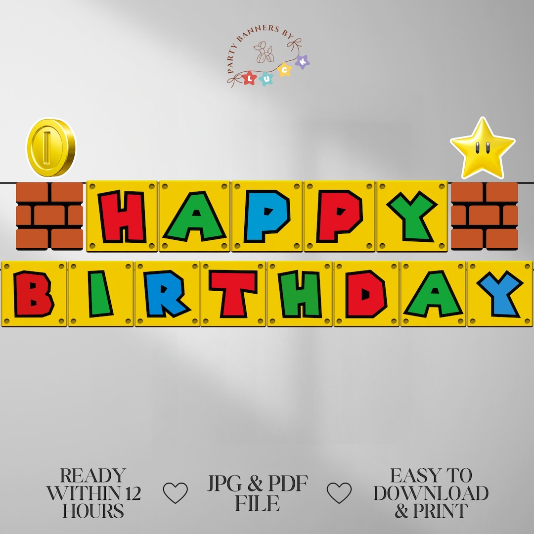 Game Birthday Banner Super Marios Party Garland Game Party Buntings ...