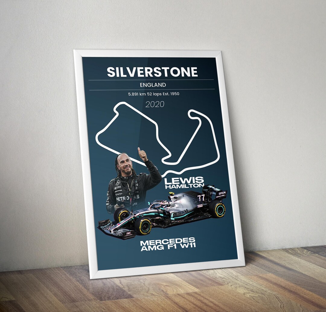 Lewis Hamilton Mercedes AMG F1 W11 2020 Silverstone Circuit Poster ...
