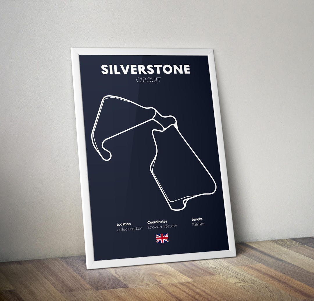Silverstone Circuit Track Map Poster, United Kingdom Racing Circuit ...
