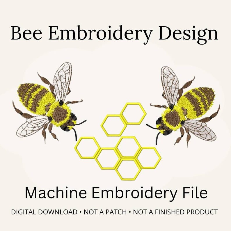 Bee and Honeycomb Embroidery Design | Machine Embroidery File | Bee ...