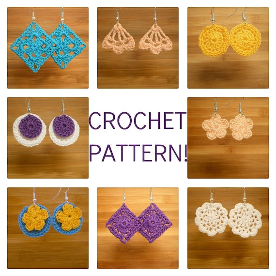 Crocheted Earrings PDF Pattern INSTANT DOWNLOAD dainty - Etsy
