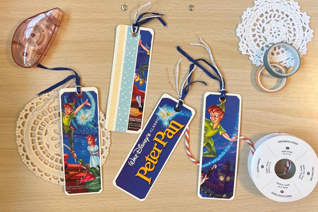 Upcycled Peter Pan Bookmarks (set of 4) - Recycled Disney Gift ...