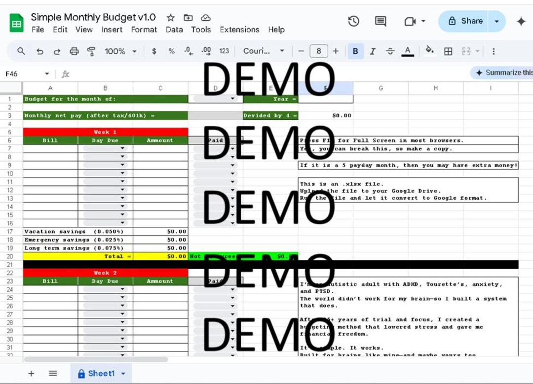 Neurodivergent Budget Planner – Autism and Adhd-friendly Monthly ...