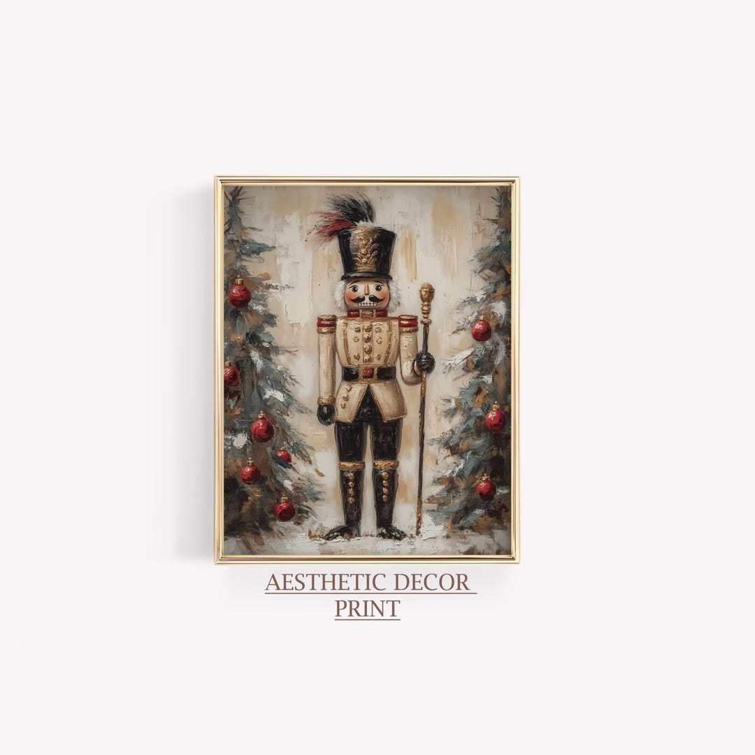 Neutral Nutcracker, Vintage Christmas Print, Xmas Printable Wall Art ...