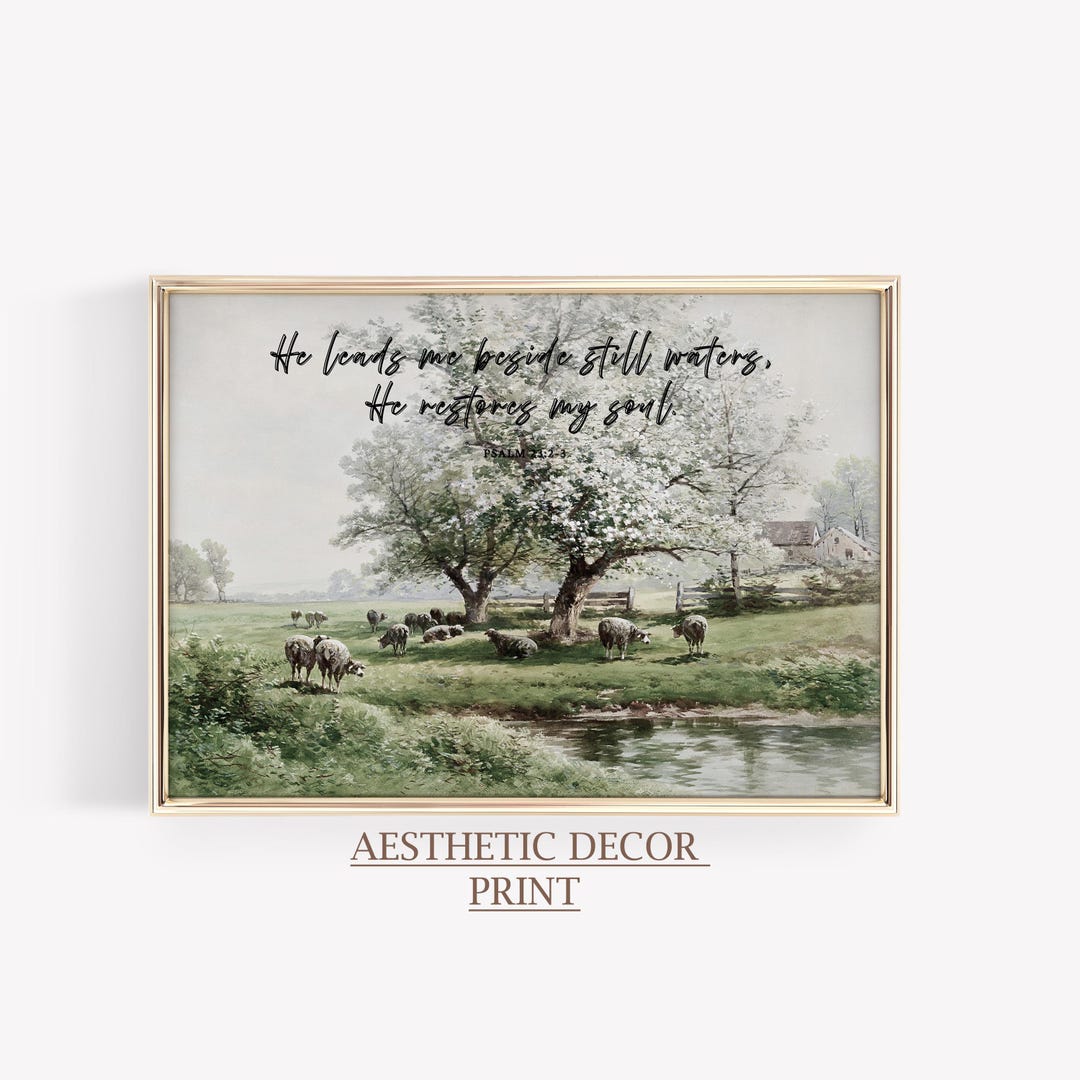 Psalm 23, Vintage Christian Print, Bible Verse Printable, Psalm 23 ...