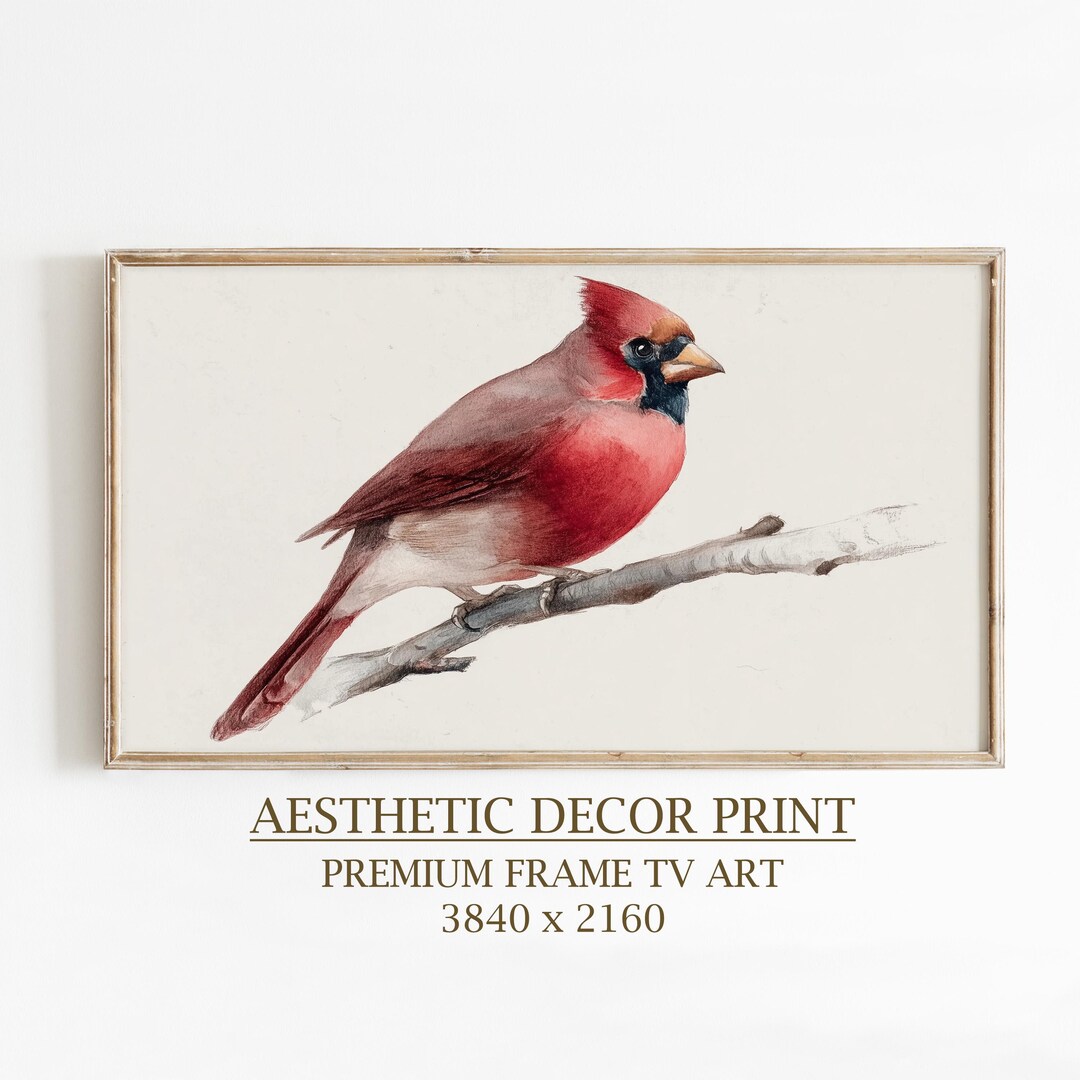 Vintage Cardinal Frame Tv, Christmas FRAME TV Art, Vintage Samsung ...