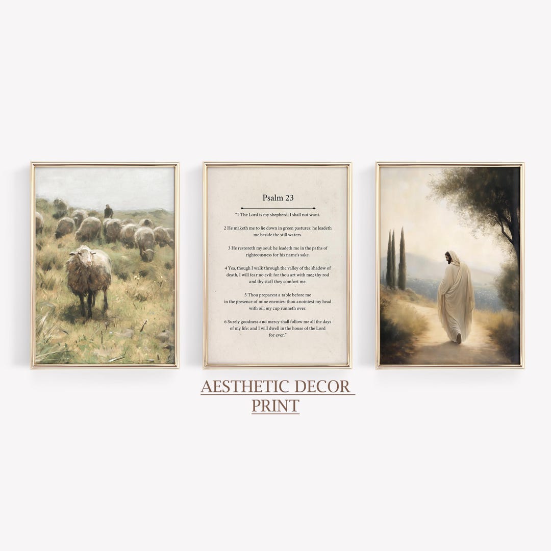 Psalm 23, Vintage Christian Print, Jesus Christ Printable, Gallery Wall ...