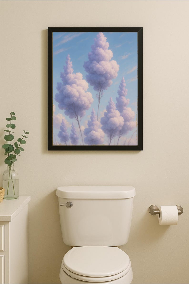 Dreamy Cloud-like Flower Trees | Soft Lavender Floral Wall Art ...