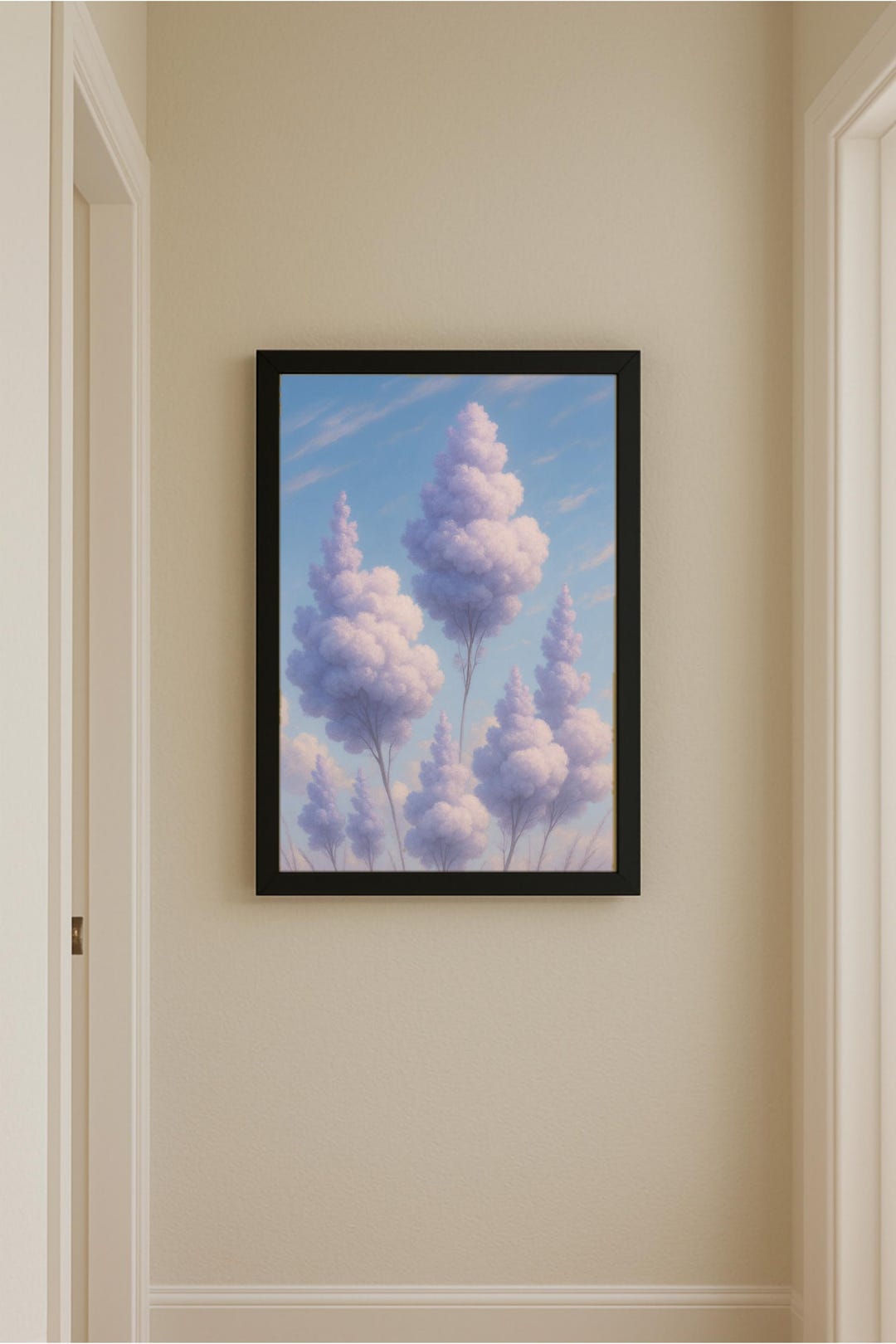 Dreamy Cloud-like Flower Trees | Soft Lavender Floral Wall Art ...