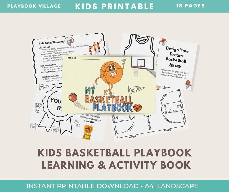 Kids Basketball Activity Book | Digital Sports Playbook for Kids | Ages ...
