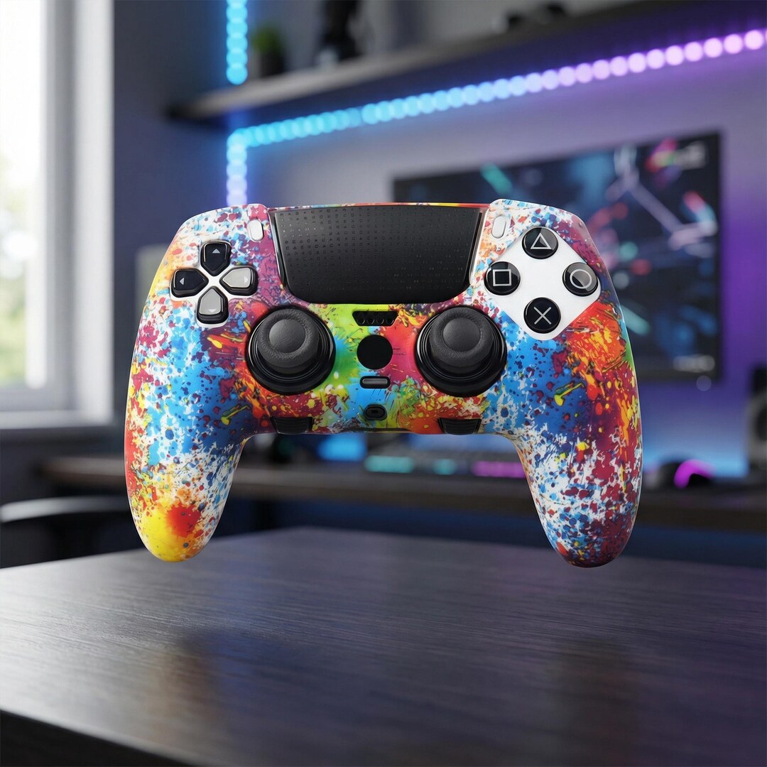 Rainbow Paint Splatter Silicone Protective Case for PS5 Controller - Etsy