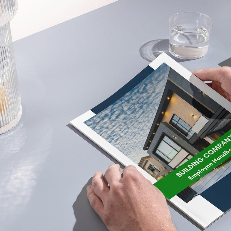 Editable Construction Employee Handbook Template | Canva Staff Manual ...