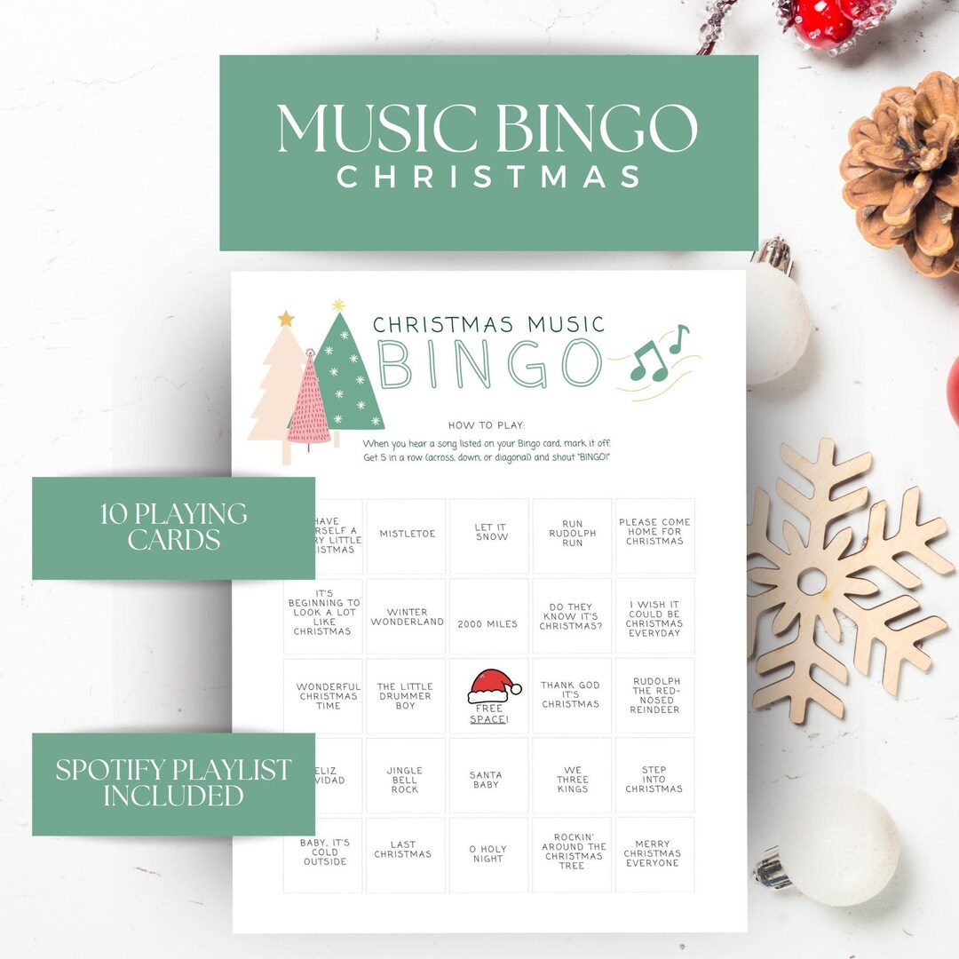 Christmas Music Bingo Game | Holiday Party (PDF Print) - Etsy