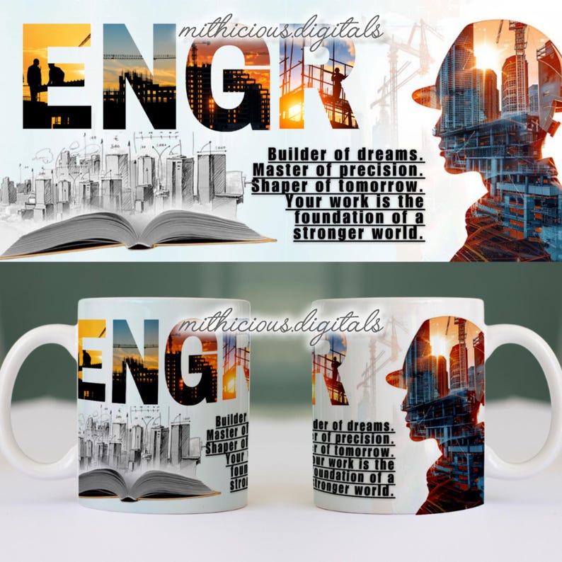 Civil Engineer Mug Wrap: Construction Theme Design (digital Download ...