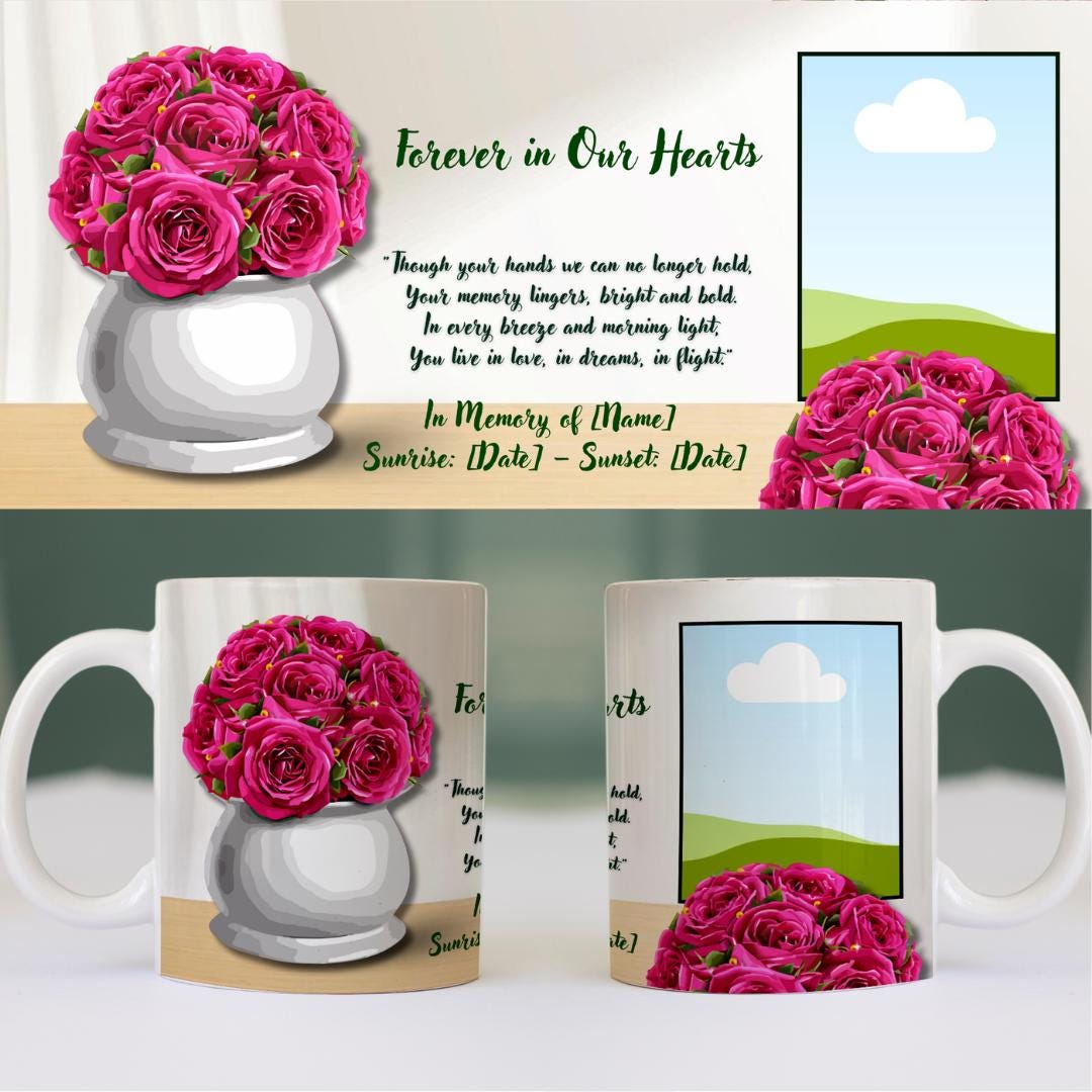 Memorial Mug Wrap Bundle: Personalized Remembrance Design (PNG Digital ...