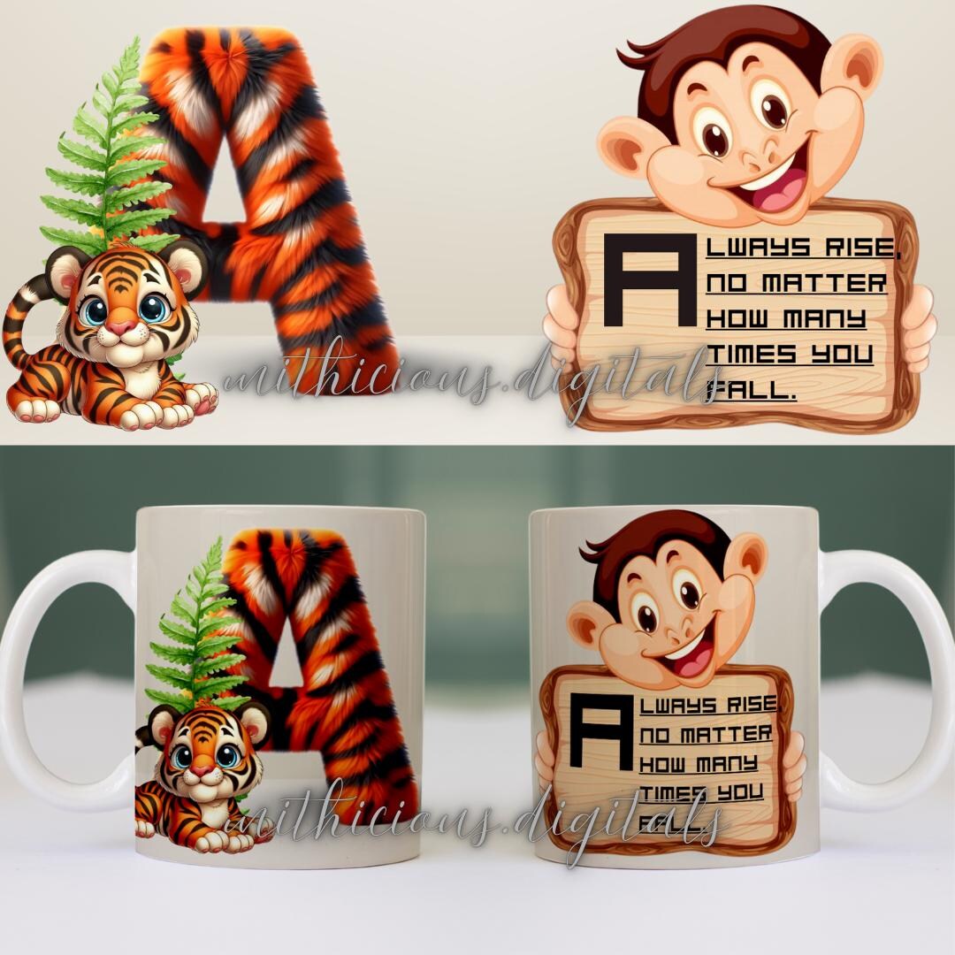 Motivational Alphabet Mug Wrap: A-Z Quotes, Printable Sublimation ...