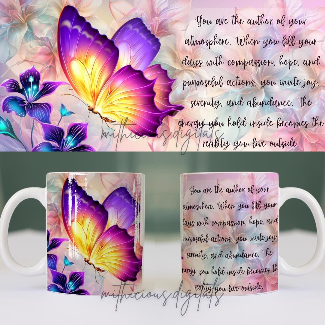 5 Positivity Mug Wrap Template: Motivational Ceramic Mug Design (PDF ...