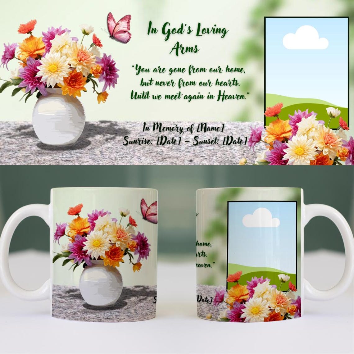 Memorial Mug Wrap Bundle: Personalized Remembrance Design (PNG Digital ...