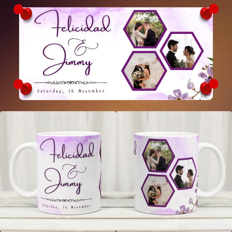 Wedding Mug Wrap Template | Romantic Canva Design (digital Download) - Etsy