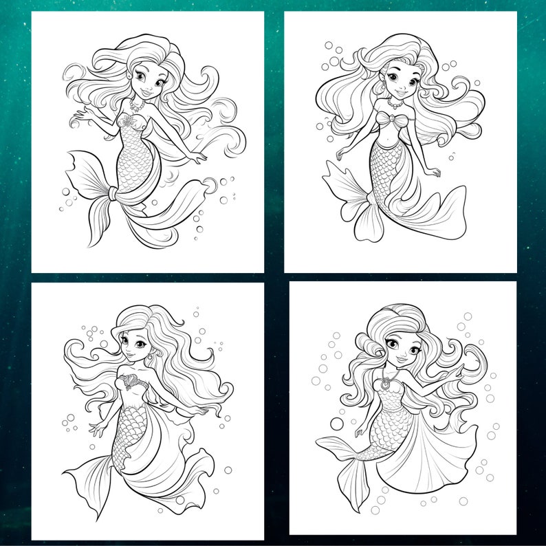 20 Printable Mermaid Coloring Pages- Kids Coloring Activities- Ocean ...
