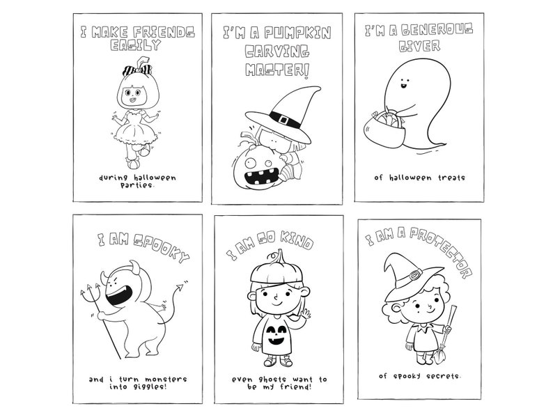 Halloween Coloring Pages for Kids, Affirmations (PDF Pattern) - Etsy
