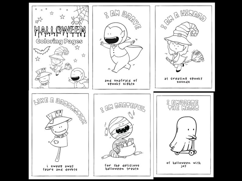Halloween Coloring Pages for Kids, Affirmations (PDF Pattern) - Etsy