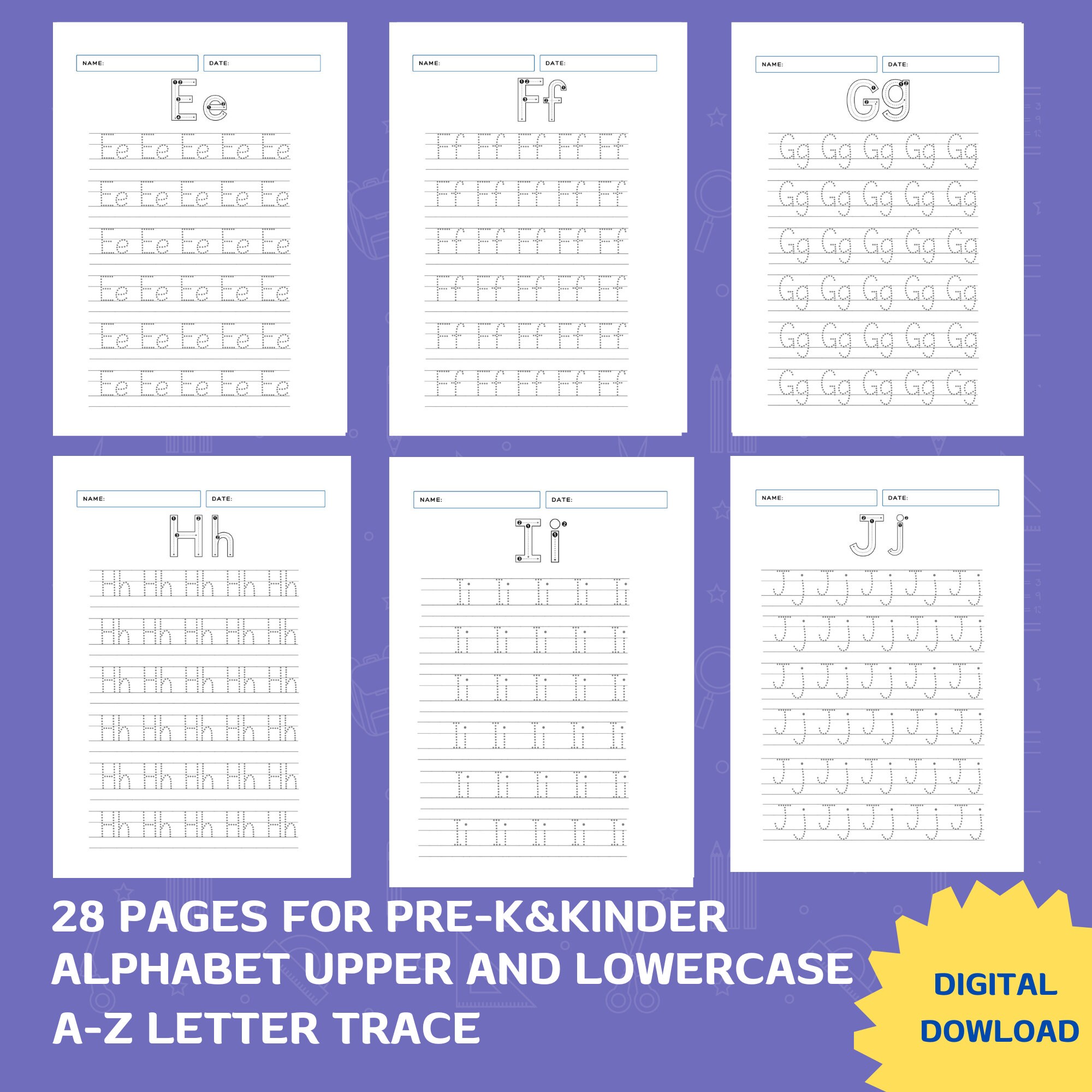 Alphabet Handwriting Practice,28 Printable Trace the Alphabet,writing ...