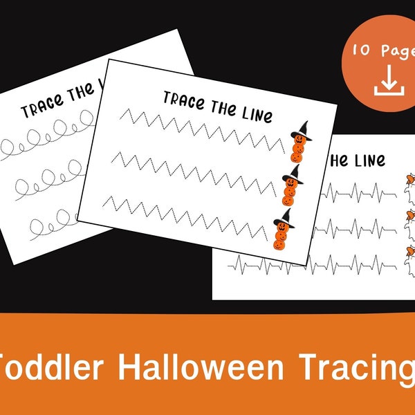 10 Pages Pencil Control Line Tracing, Halloween Line Tracing Worksheet ...