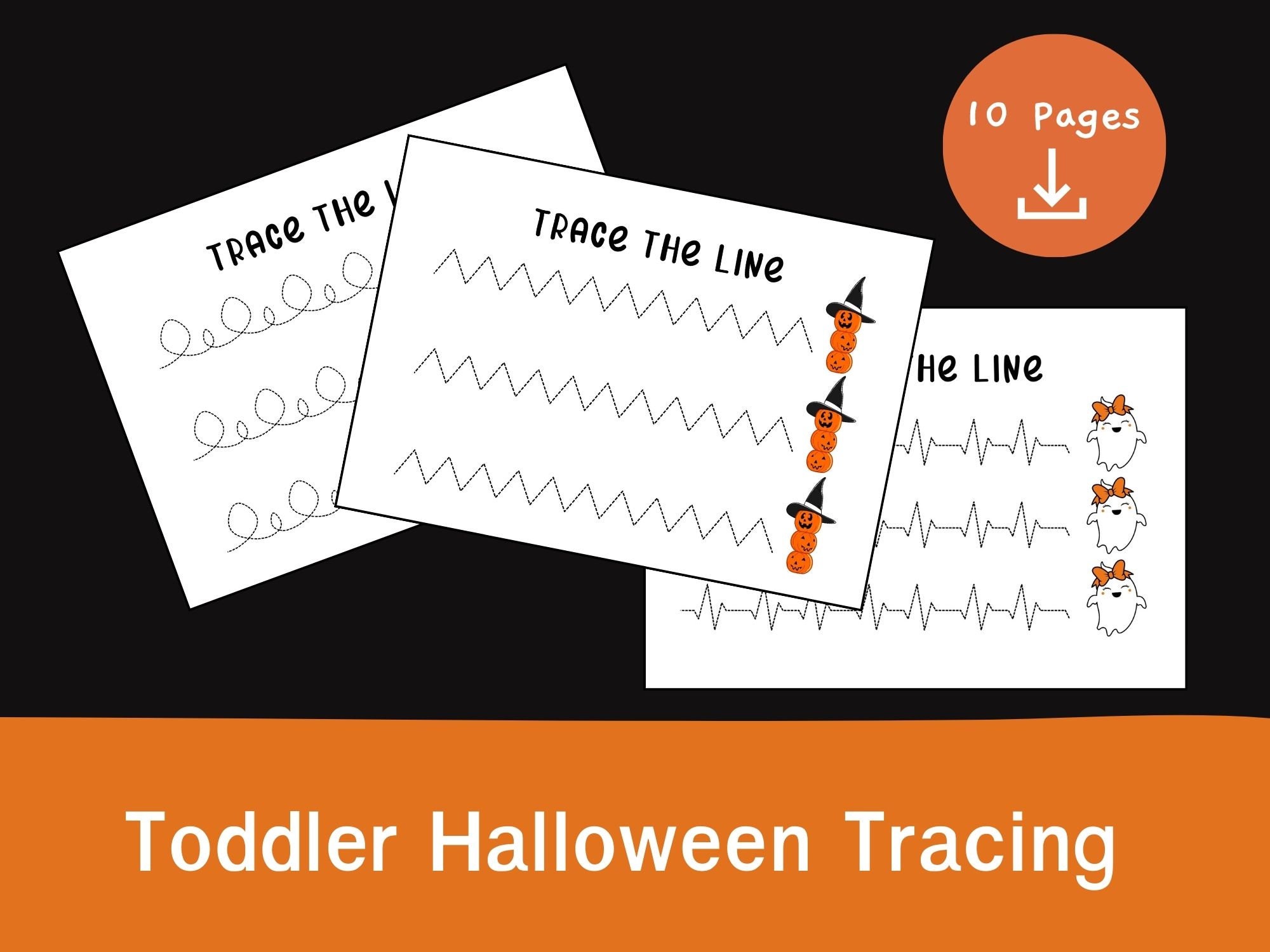 10 Pages Pencil Control Line Tracing Halloween Line Tracing - Etsy