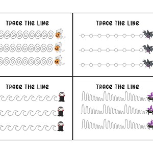 10 Pages Pencil Control Line Tracing, Halloween Line Tracing Worksheet ...