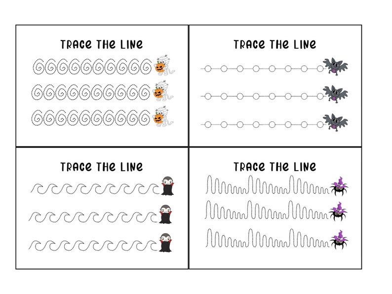 Halloween Line Tracing Worksheet: 10-page Pencil Control for Toddlers ...